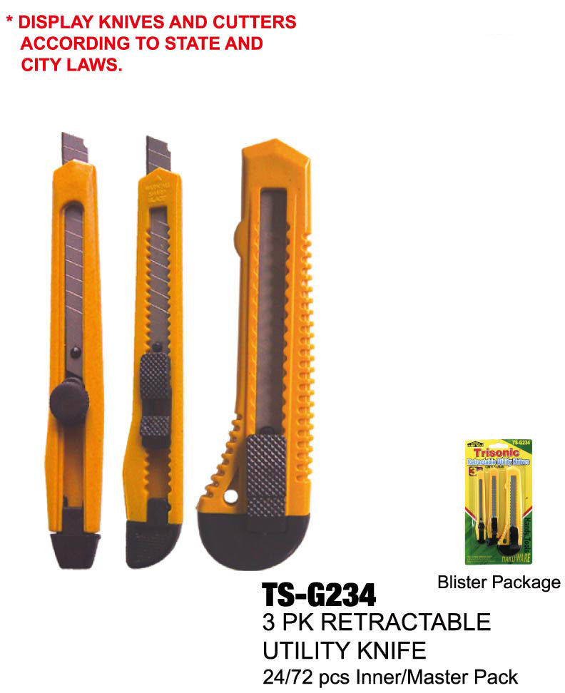 TS-G234 - Retractable Utility Knives — Trisonic Wholesale Supplier