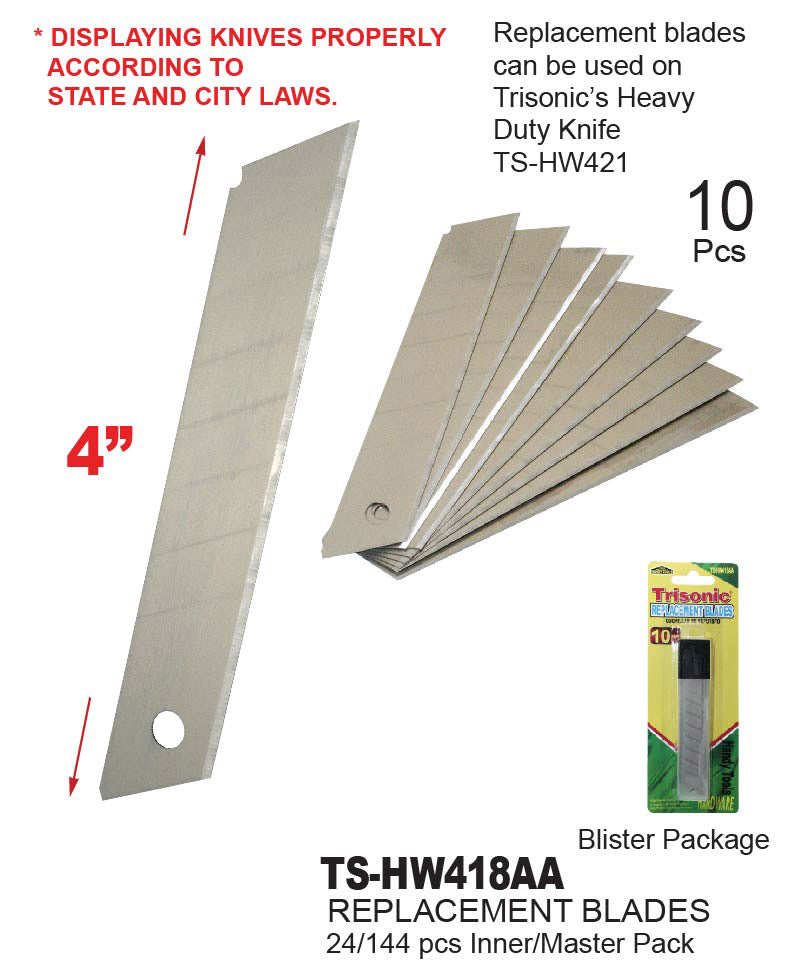 TS-HW418AA - Replacement Snap Blades — Trisonic Wholesale Supplier