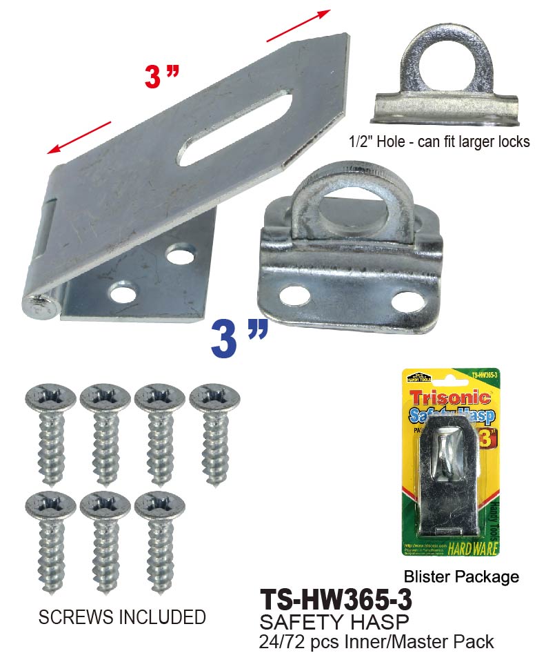 TS-HW365-3 - Heavy Duty Safety Hasp (3") — Trisonic Wholesale Supplier