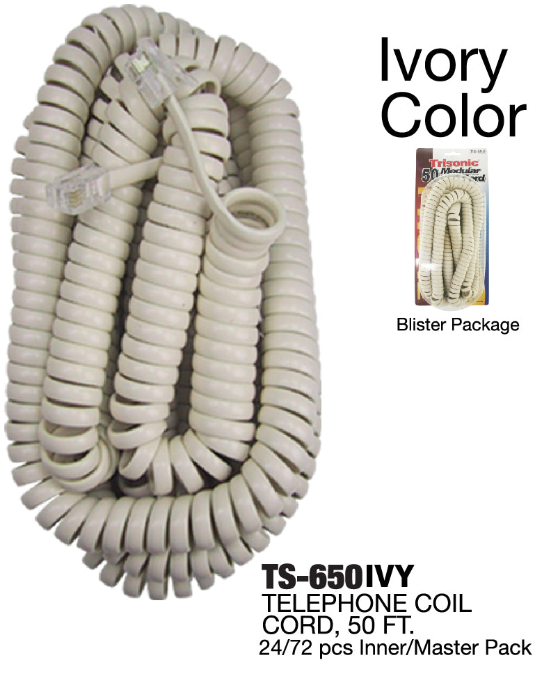 TS-650 IVY - Telephone Coil Cord *** — Trisonic Wholesale Supplier