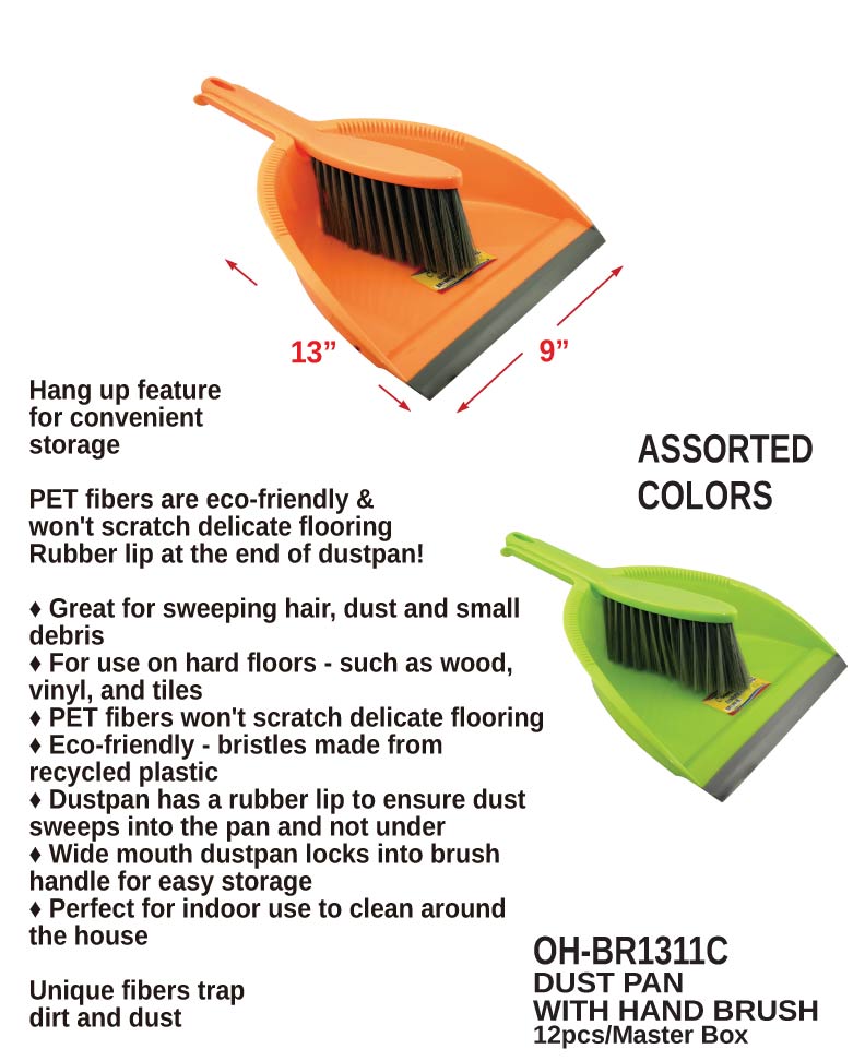 OH-BR1311C - Dust Pan with Hand Brush — Trisonic Wholesale Supplier