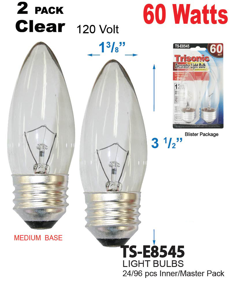 TS-E8545 - Clear Medium Base Decorator Bulbs (60 Watts) — Trisonic ...