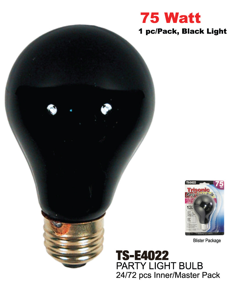 TS-E4022 - Black Party Light Bulb (75 Watts) — Trisonic Wholesale Supplier