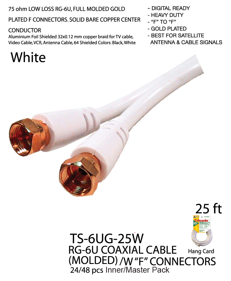 TS-6UG-25WH - RG-6U Coaxial Cable - White (25 ft.) — Trisonic Wholesale ...