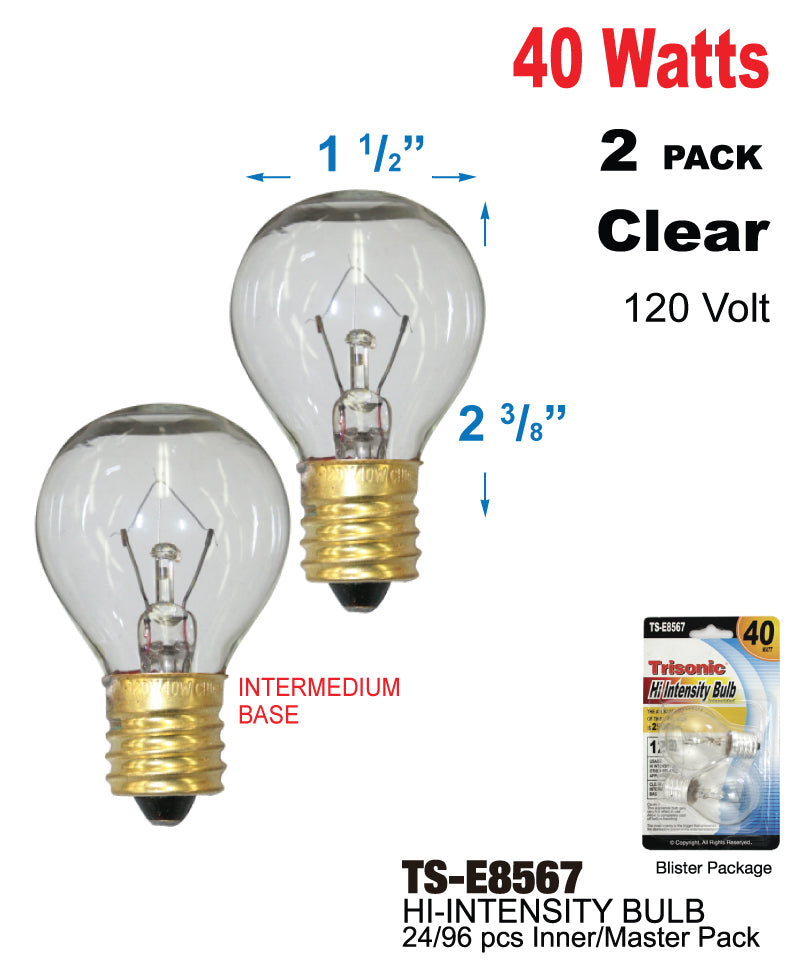 TS-E8567 - Clear High Intensity Light Bulbs (40 Watts) — Trisonic ...