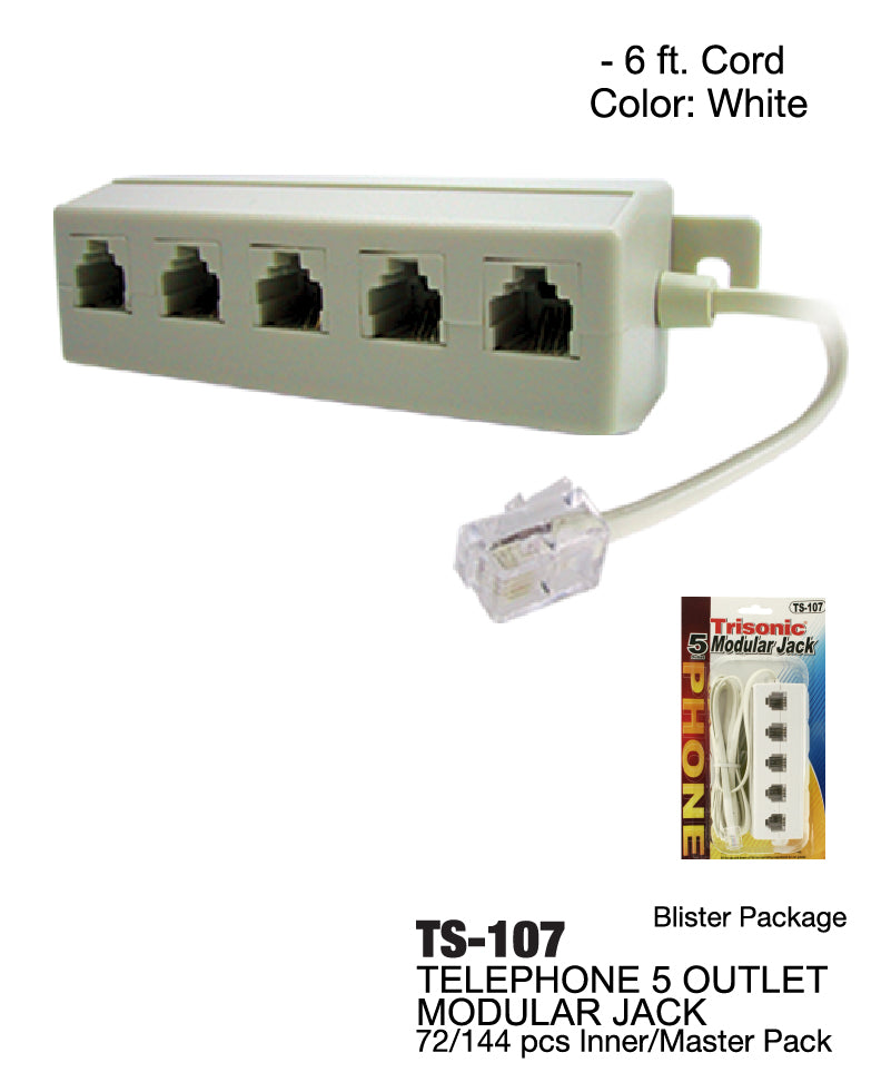 TS-107 - Telephone 5 Outlet Modular Jack — Trisonic Wholesale Supplier