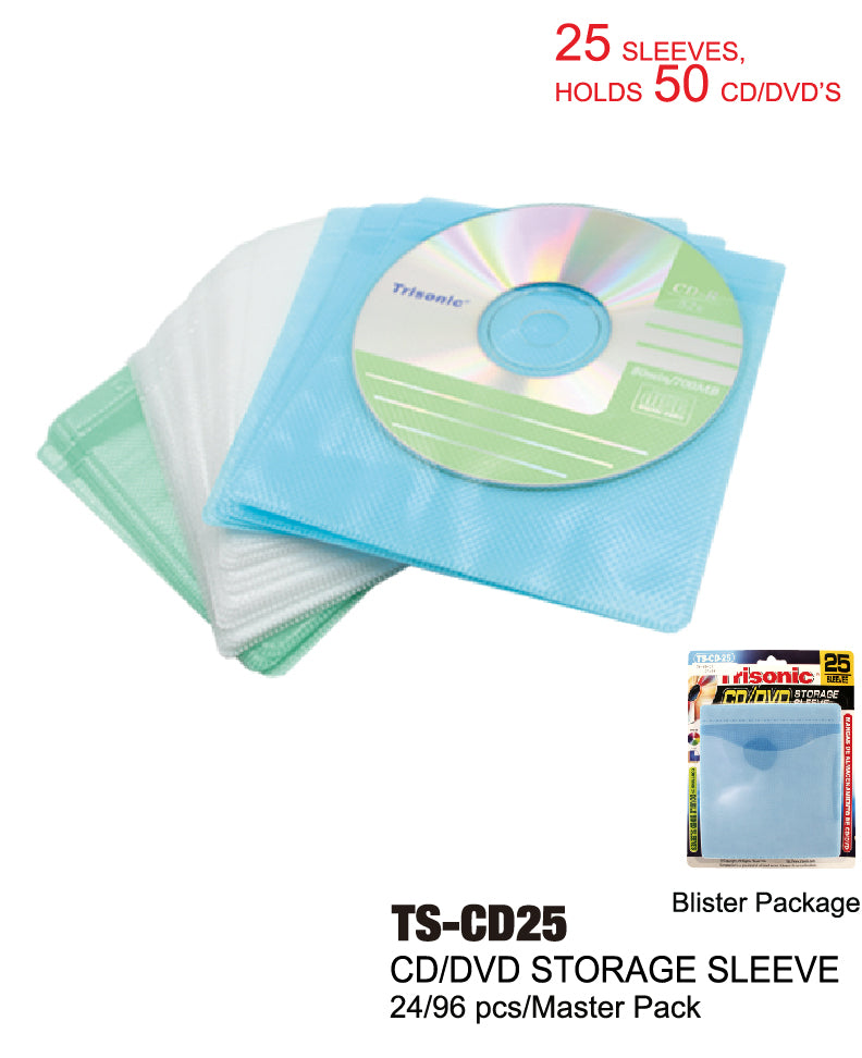 TS-CD-25 - CD/DVD Storage Sleeves — Trisonic Wholesale Supplier
