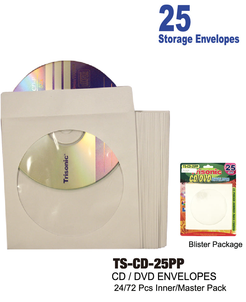TS-CD-25PP - CD/DVD Paper Sleeves — Trisonic Wholesale Supplier