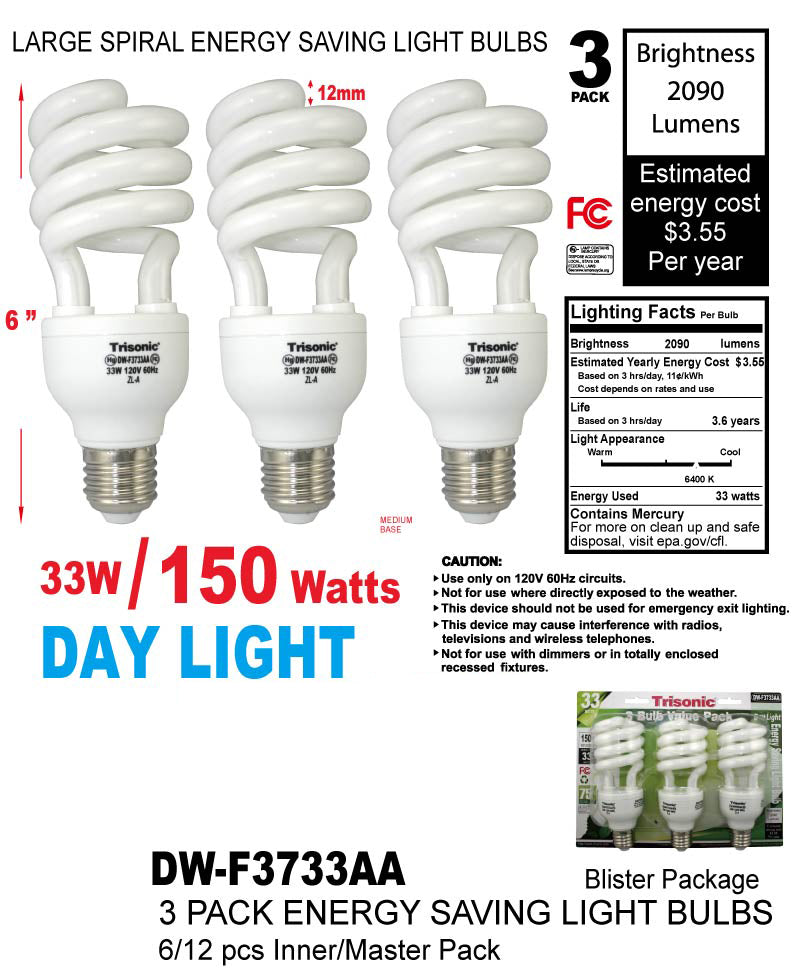 DW-F3733AA - Energy Saving Large Spiral Daylight Bulb (33W/150W ...