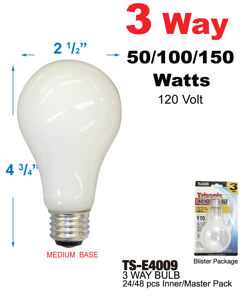 TS-E4009 - 3 Way Light Bulb — Trisonic Wholesale Supplier