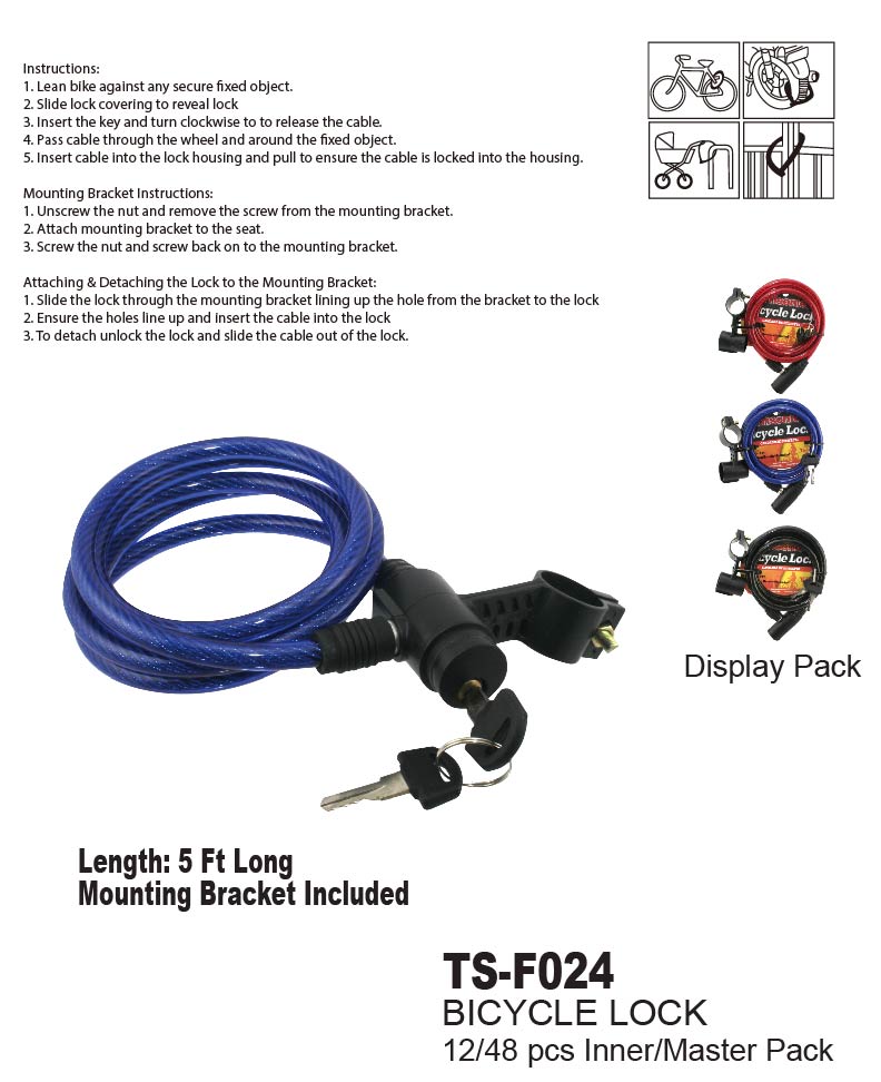 TS-F024 - Bicycle Lock with Key — Trisonic Wholesale Supplier