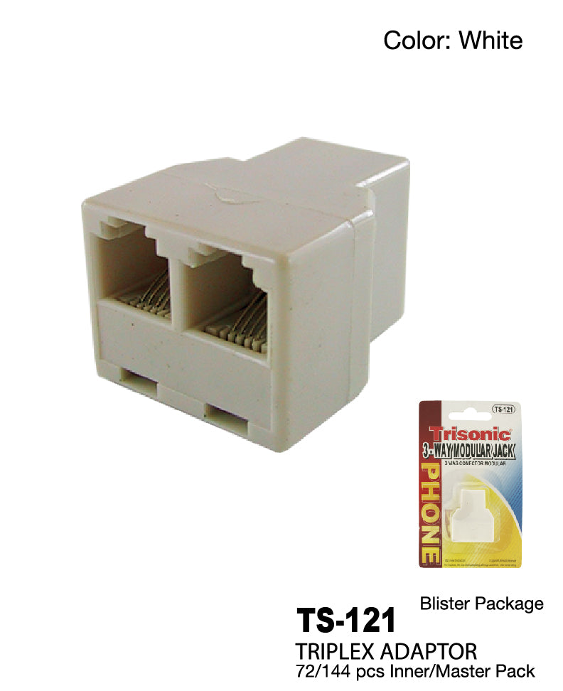TS-112 - 3 Way Modular Triplex 2 Line Jack — Trisonic Wholesale Supplier