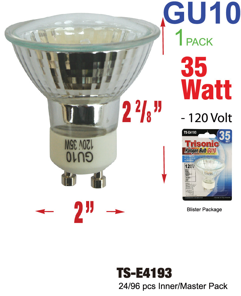 TS-E4193 - GU10 120 Volt Halogen Bulb (35 Watts) — Trisonic Wholesale ...