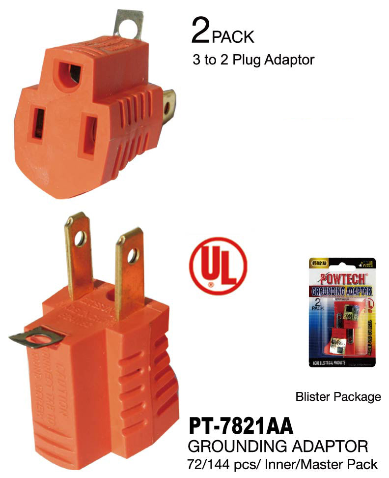 PT-7821AA - UL Heavy Duty Grounding Adapter — Trisonic Wholesale Supplier