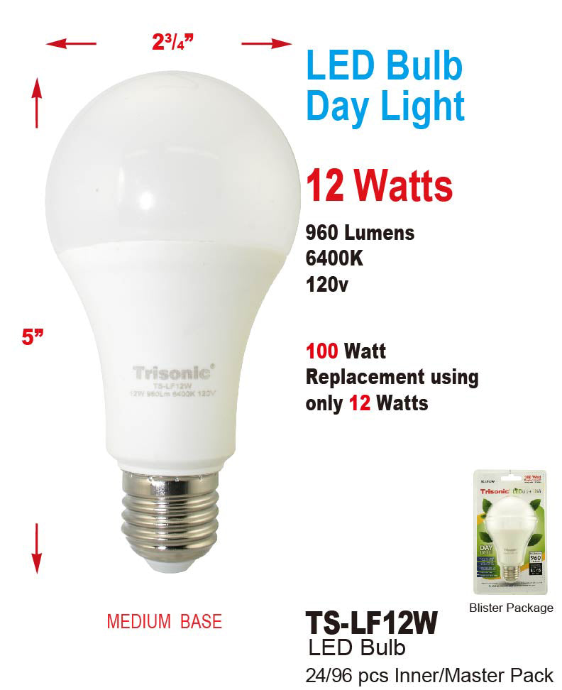 TS-LF12W - High Quality LED Bulb (12 Watts) — Trisonic Wholesale Supplier