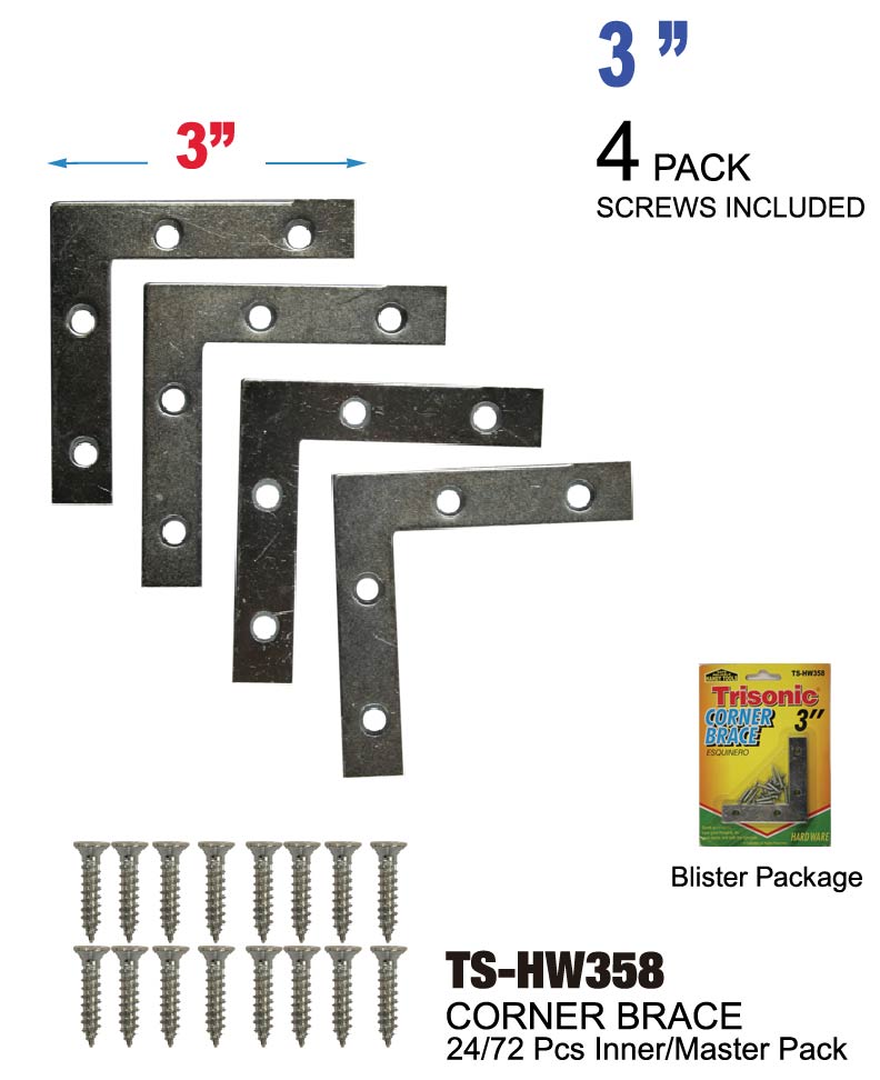 TS-HW358 - Corner Brace (3") — Trisonic Wholesale Supplier